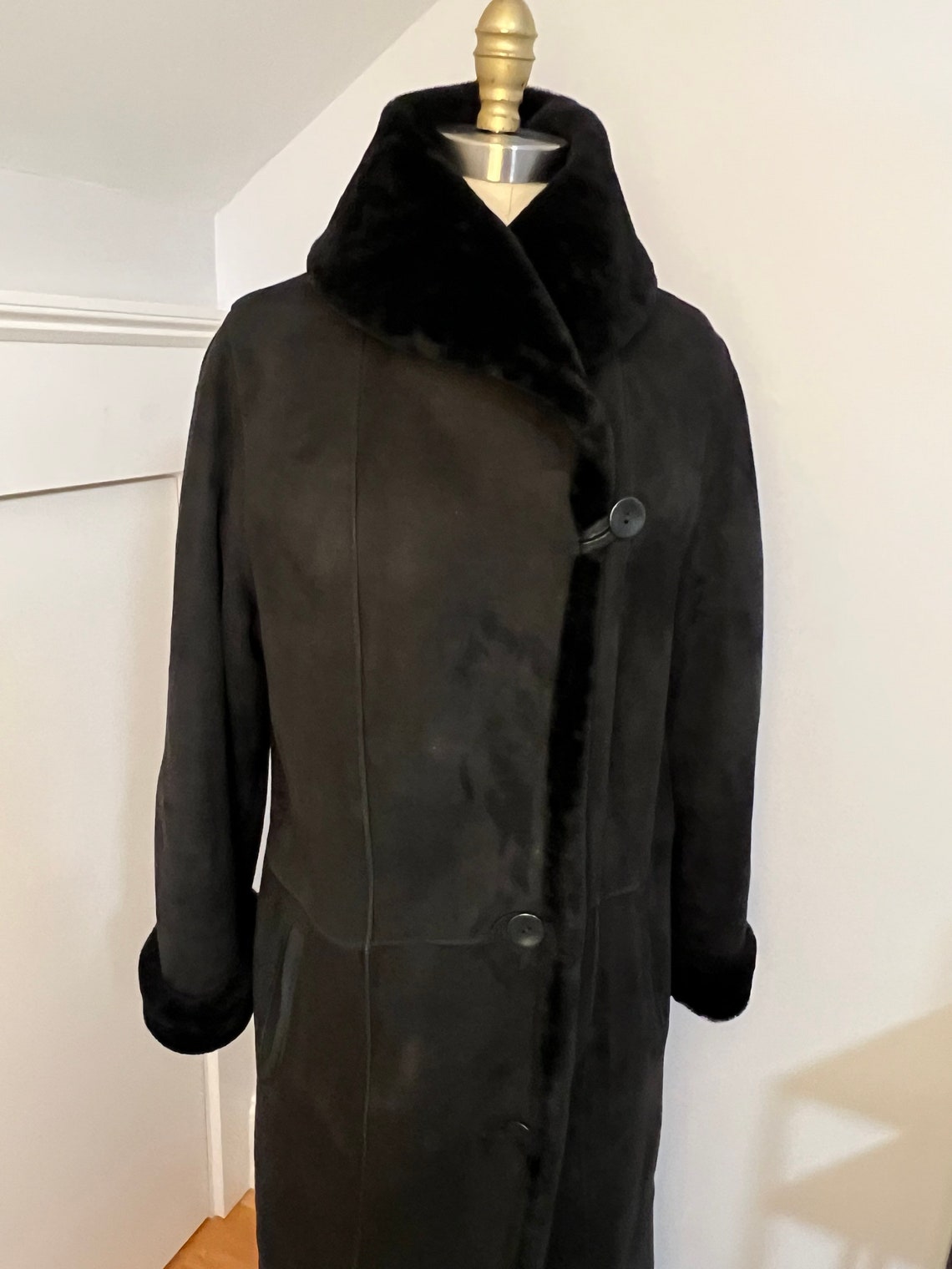 Genuine Sheepskin Shearling Long Winter Coat Vintage Womens - Etsy