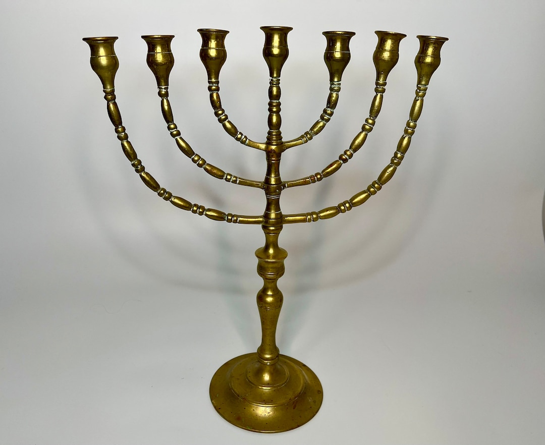 Large Solid Brass Tabletop Menorah, 7 Arms, Height: 17" - Etsy