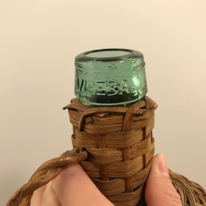 Wicker Wrapped VIRESA Demijohn Wine Bottle, Large Vintage Green Glass ...