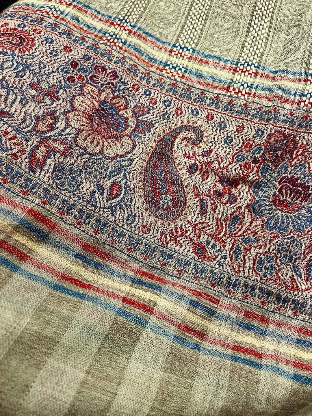 Kashmir Pashmina Shawl With Paisley, Floral and Geometric Motifs ...