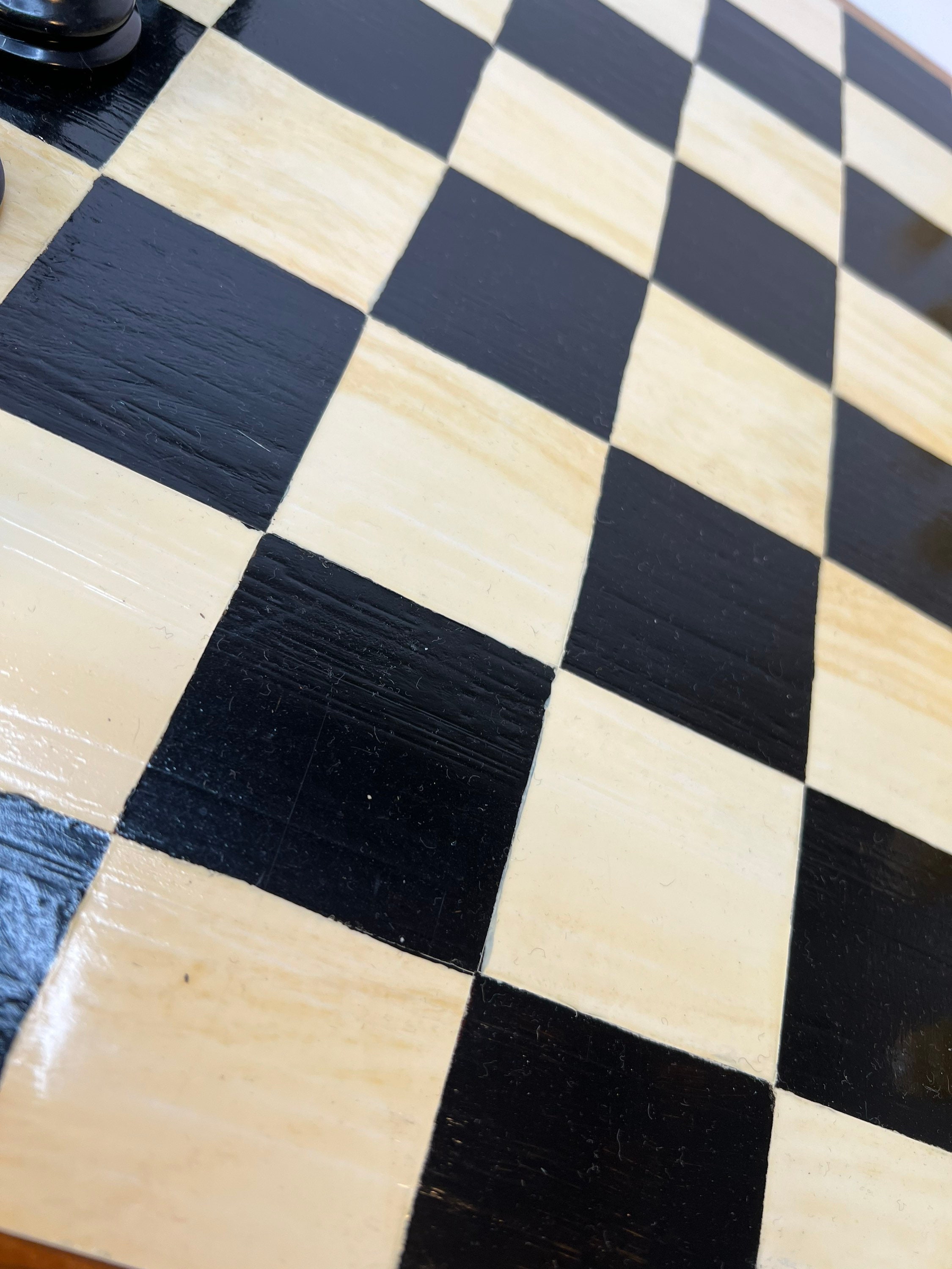Solid Walnut Chess Board Hand Painted Quadruple Weighted - Etsy