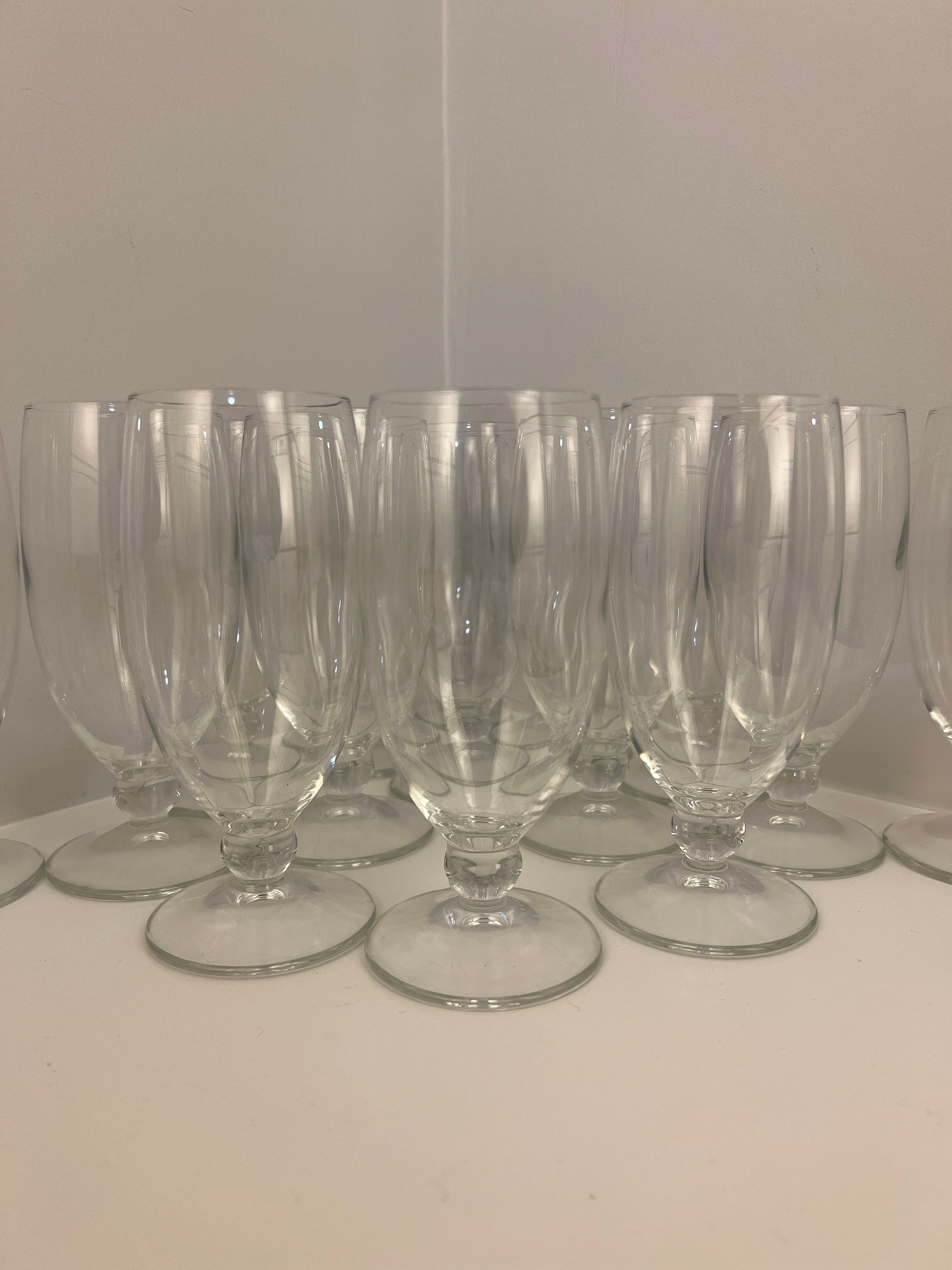 Italian Glass Highball Water Glasses, Footed and Clear Vintage Cocktail ...