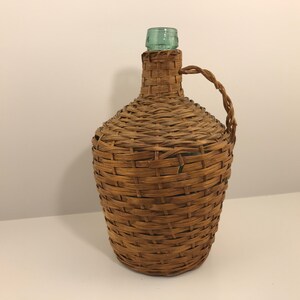 Wicker Wrapped VIRESA Demijohn Wine Bottle, Large Vintage Green Glass ...