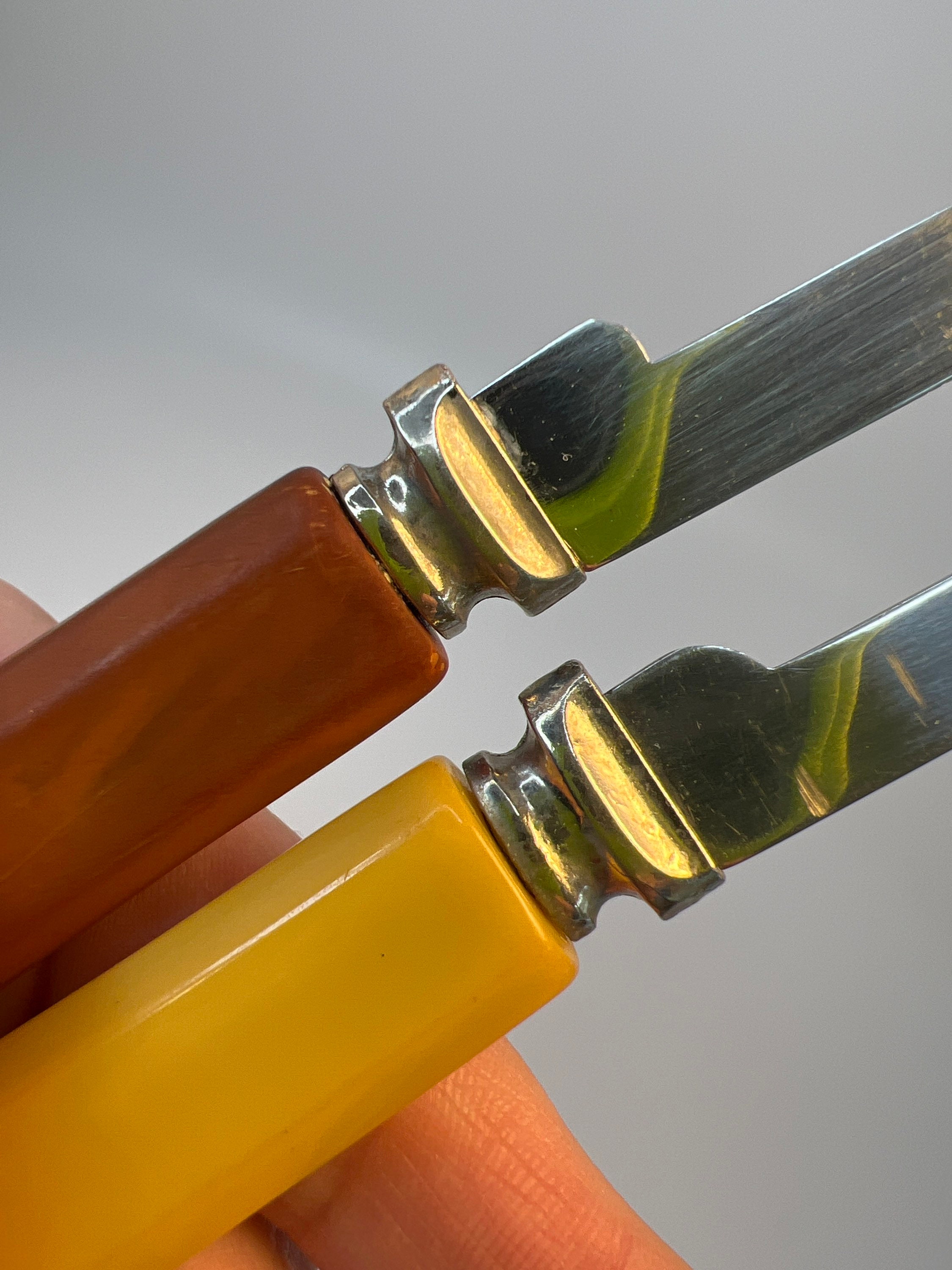 2 Mid Century Stainless Steel Cheese Knives With Bakelite - Etsy