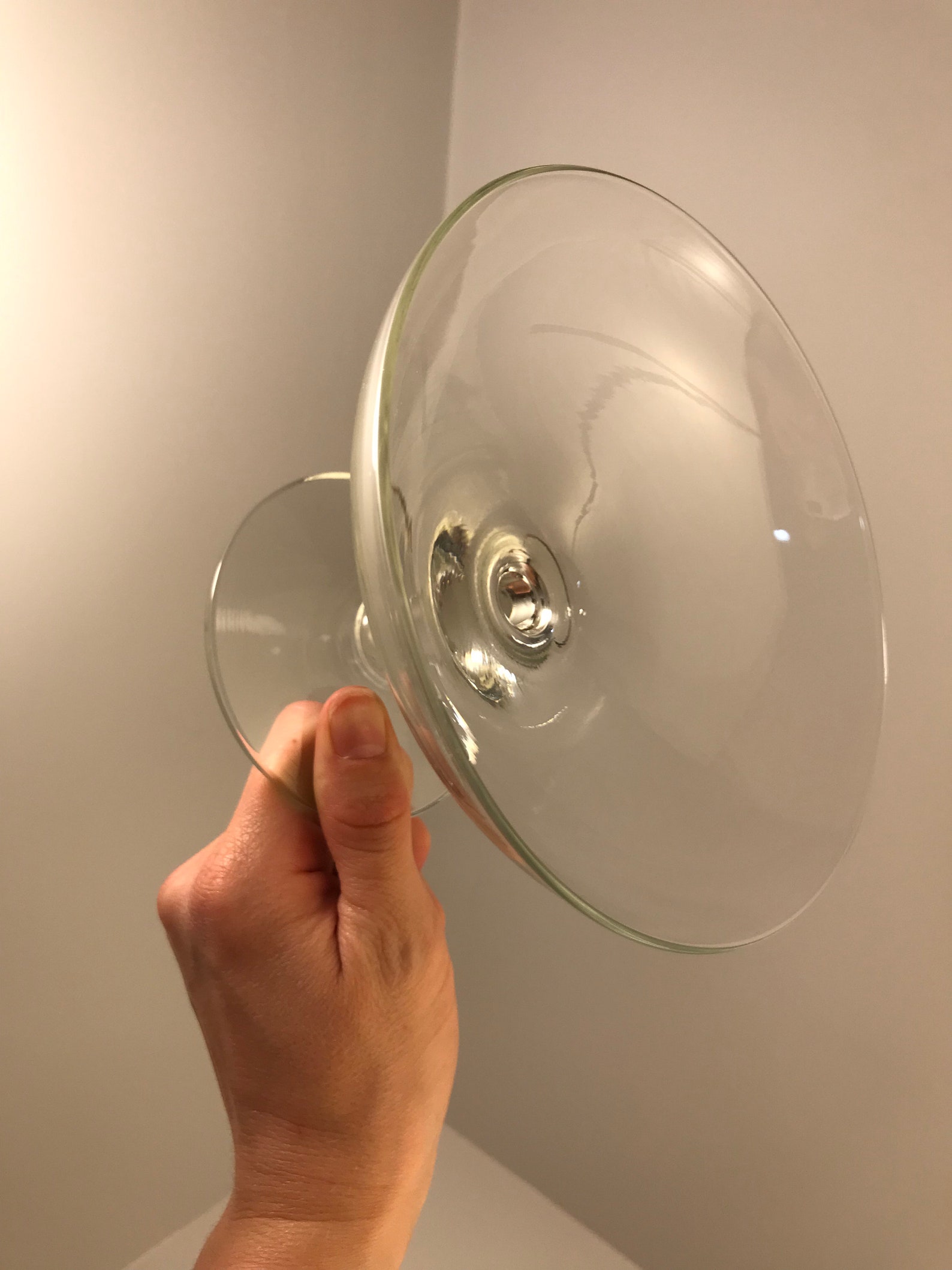 Crystal Candy Dish, Tall Hand Blown Vessel With Pedestal, Unmarked ...