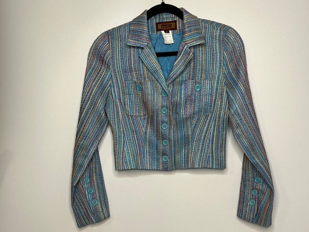Renato Nucci Cropped Blazer | Textured Colorful Acetate & Viscose 90s ...