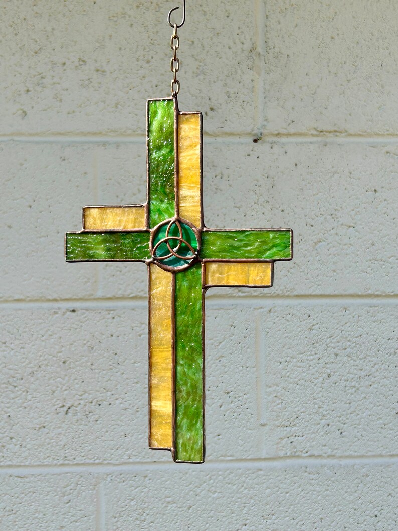 Trinity Cross Stained Glass Window Art - Etsy