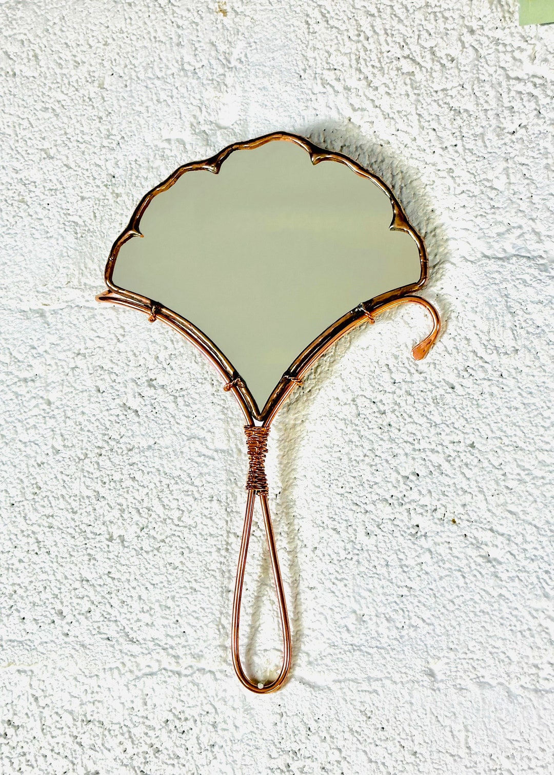 Ginkgo Hand Mirror", Copper, Dressing Table Mirror - Etsy