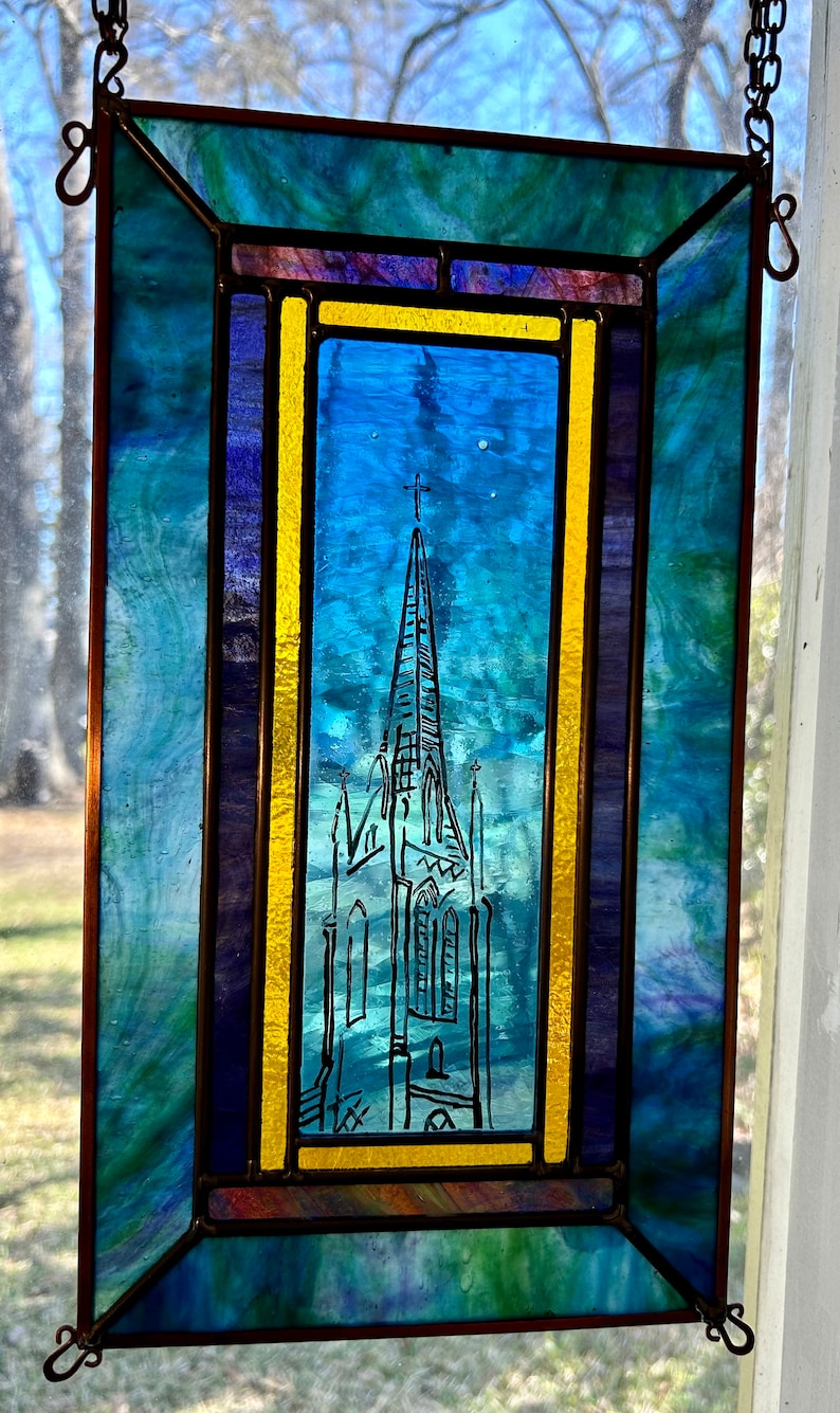 Handmade Stained Glass With Painted Details, Framed in Copper/ Window ...