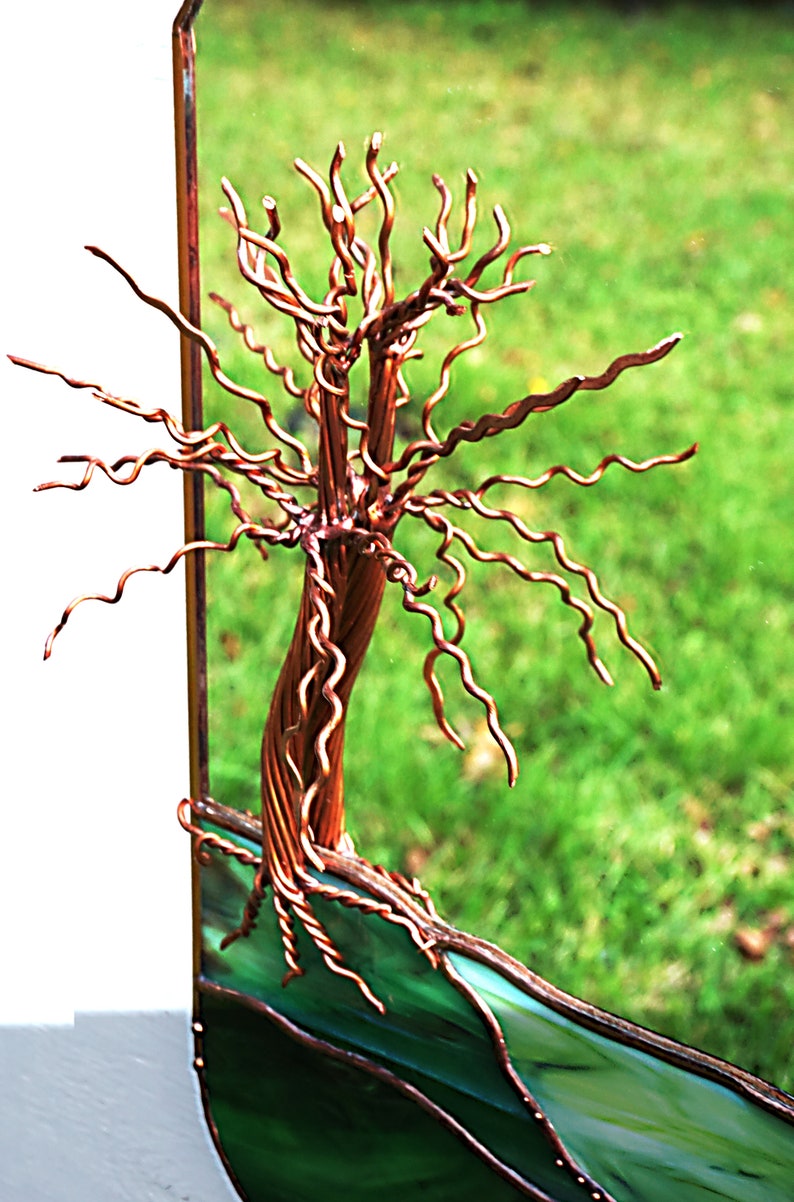 Tree wall art Stained glass Mirror Hand-made Treescape | Etsy