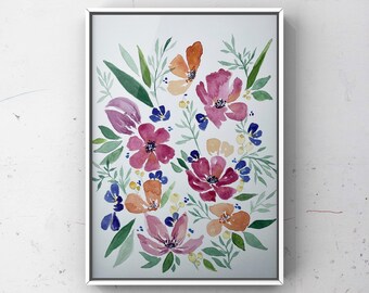 Original Floral 8 by 10 Watercolor - Etsy