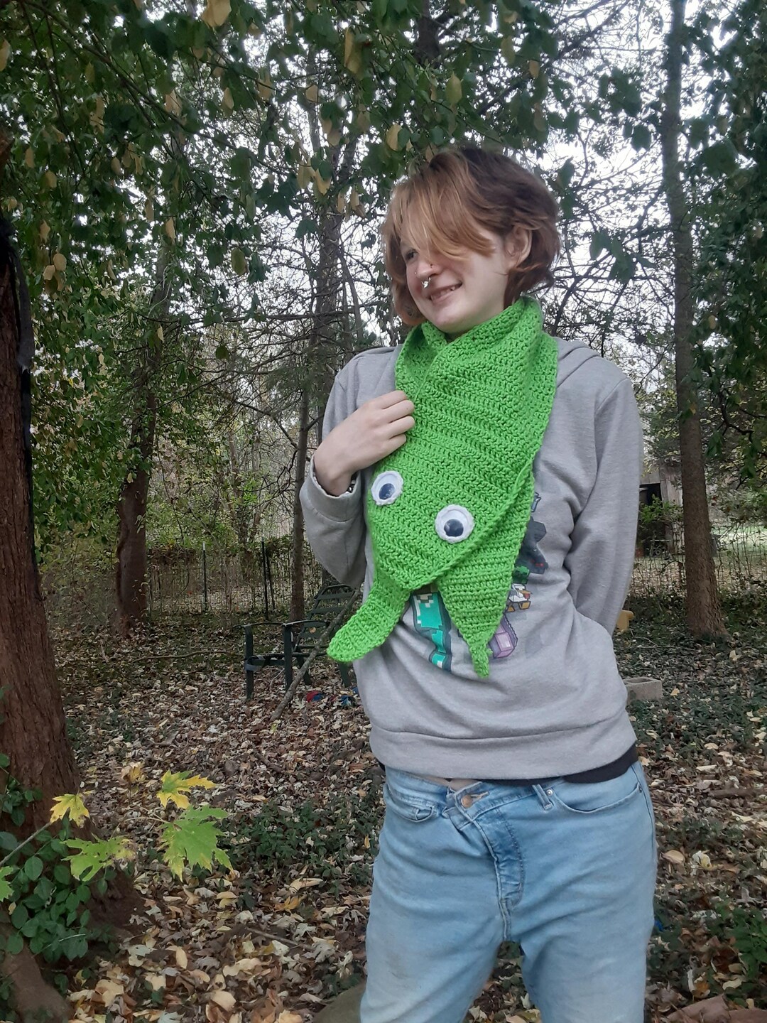 Crochet Worm on a String Scarf With Googly Eyes. - Etsy