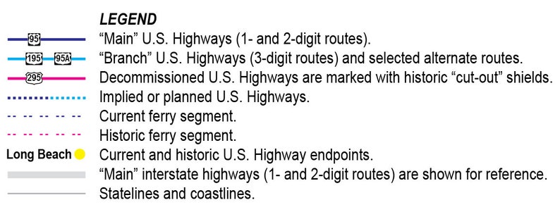 Unique Highway Map Showing the Current and Historic System of U.S ...