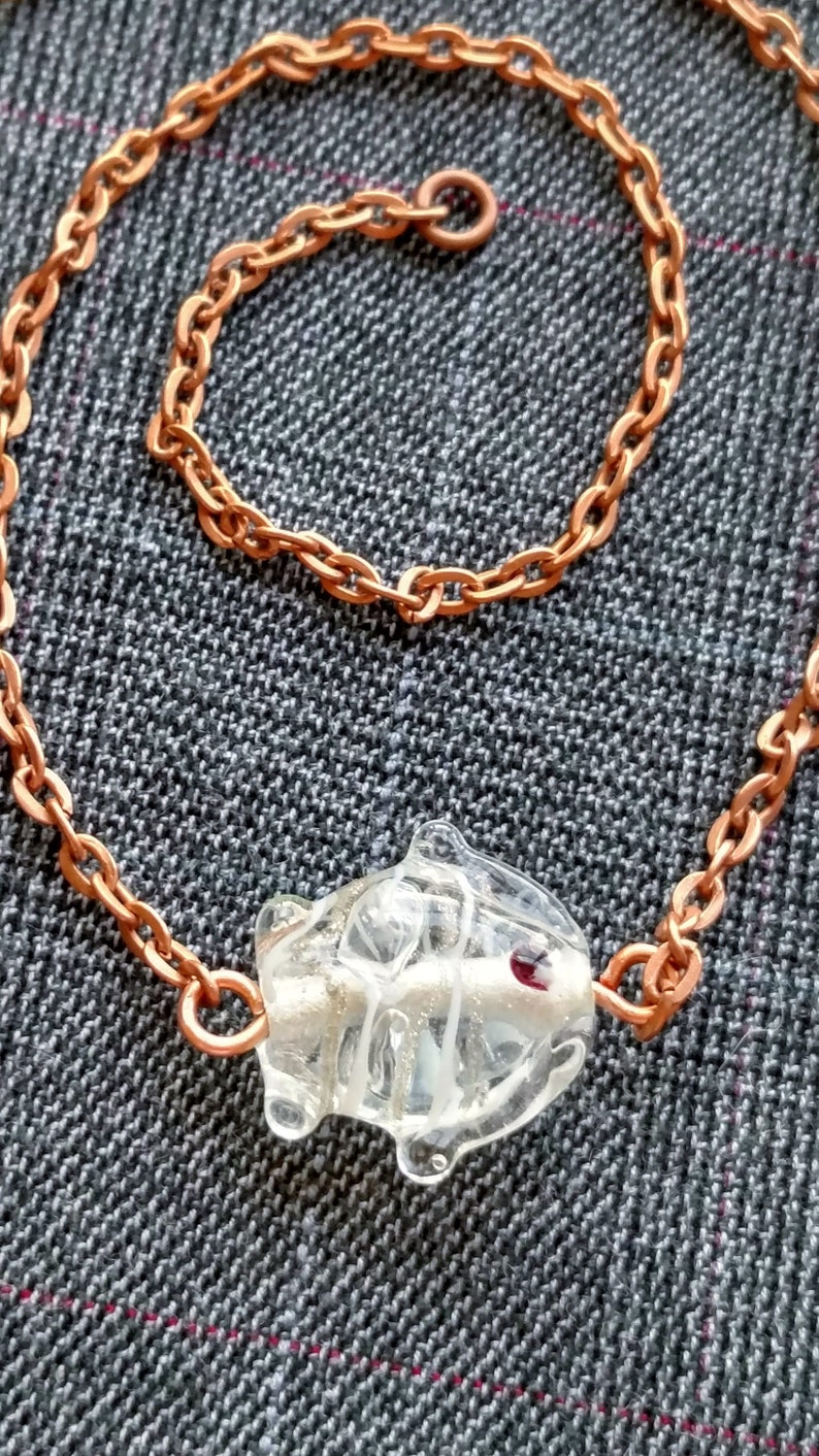 Adorable Small Glass Fish Pendant on Short Chain - Etsy