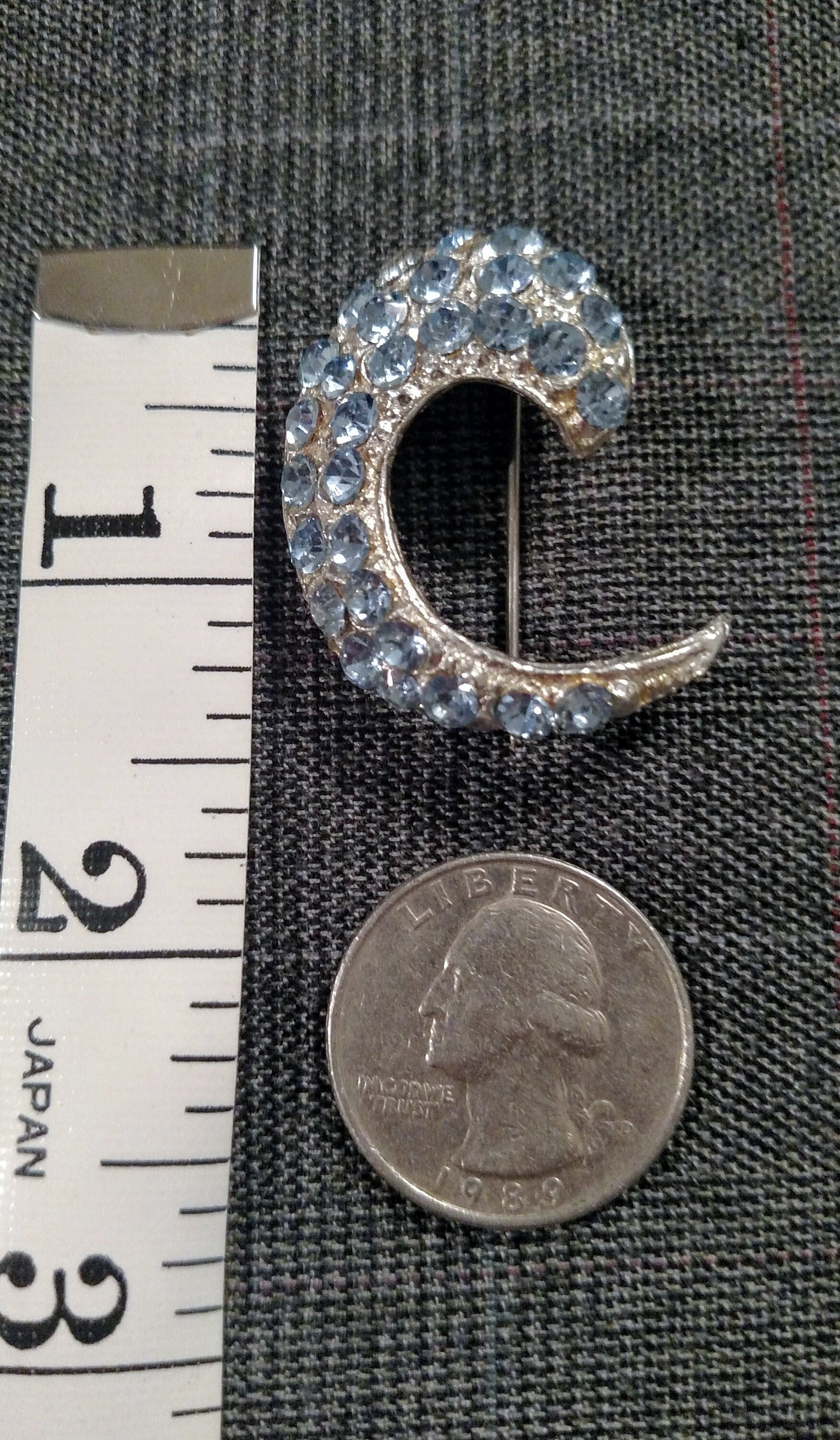 Vintage Icy Blue Sparkling Gem Crescent-shaped Brooch - Etsy