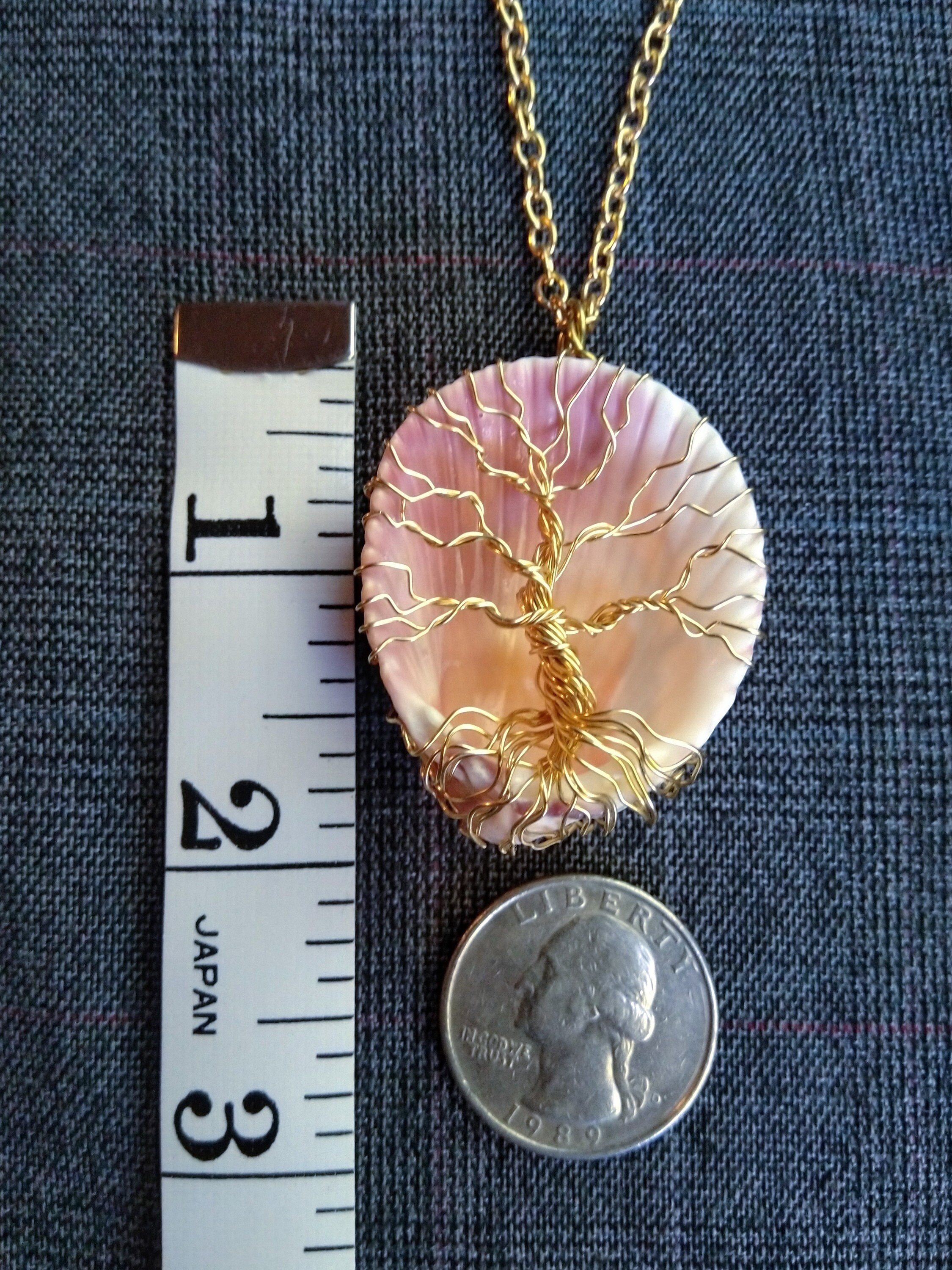 Tree of Life Seashell Pendant, Golden Wire - Etsy