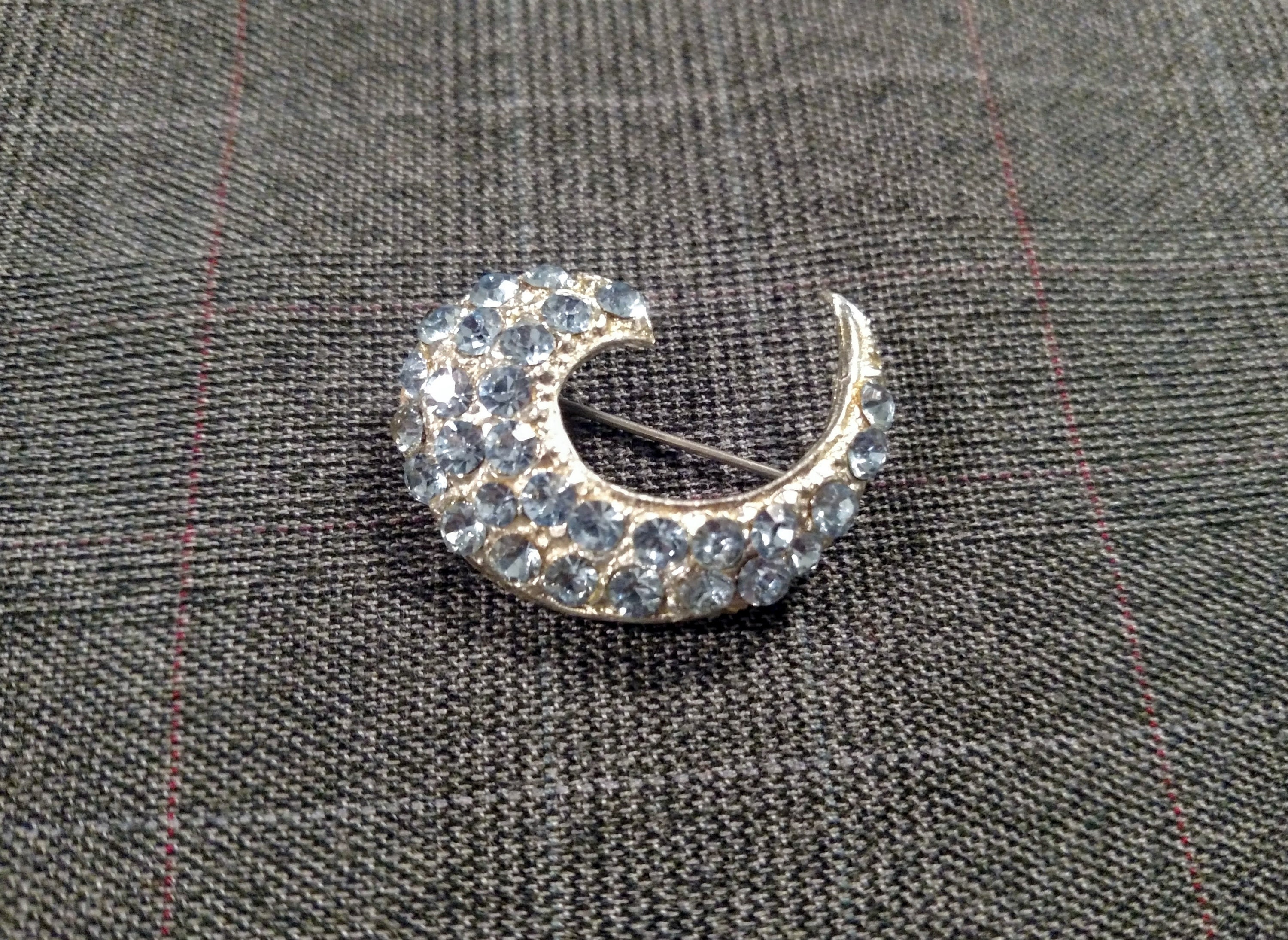 Vintage Icy Blue Sparkling Gem Crescent-shaped Brooch - Etsy
