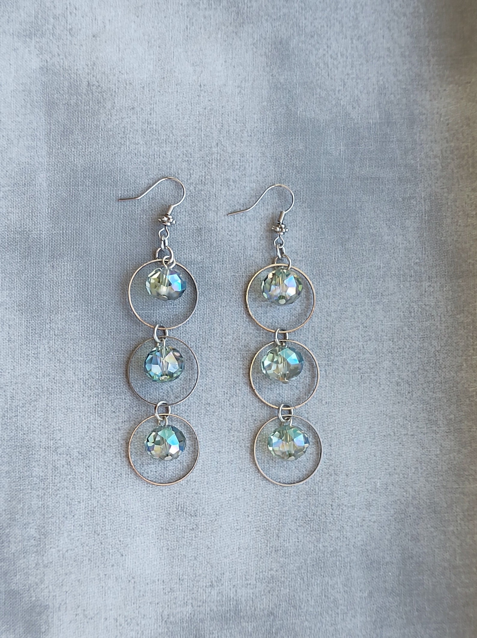 3 Tier Hoop Earrings With Sparkling Glass Faceted Beads - Etsy
