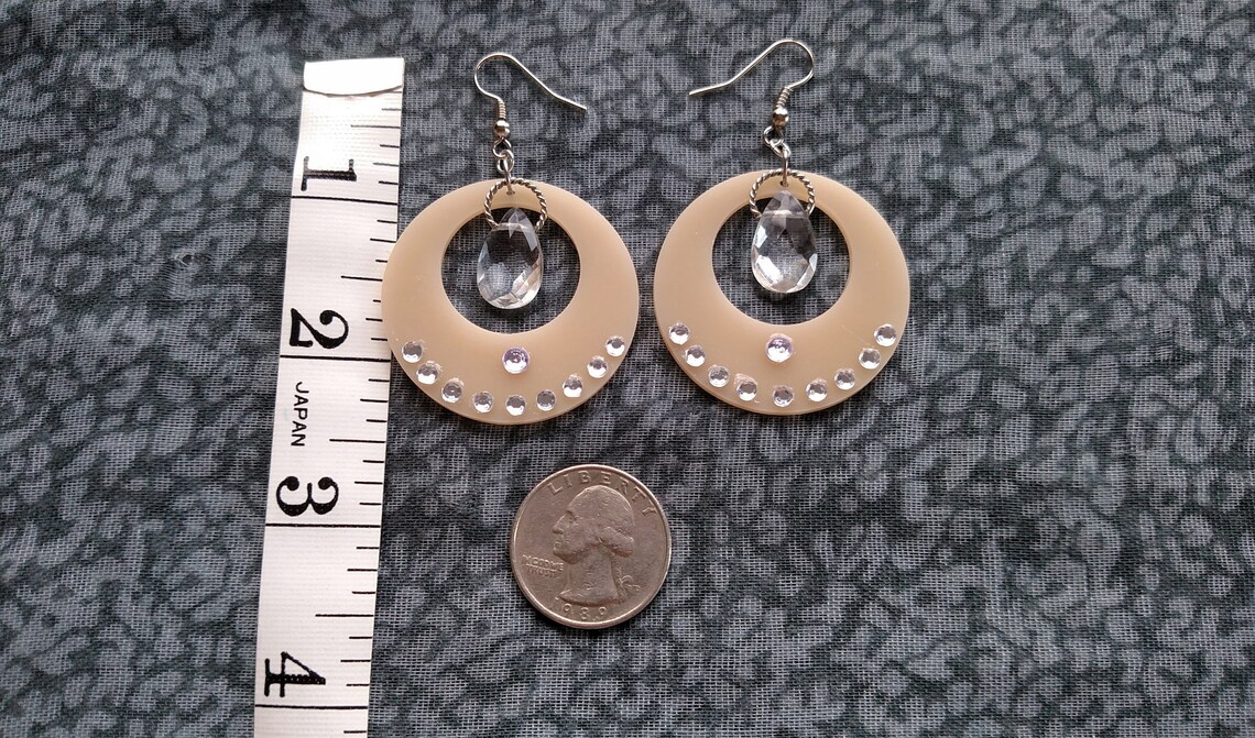 Nude Shade Bedazzled Sparkling Sequins Bling Disc Earrings - Etsy