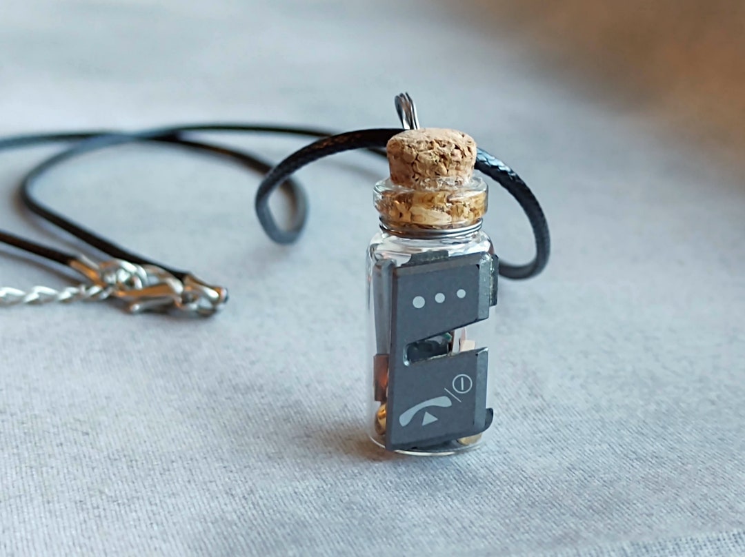 Upcycled Old Skool Cell Phone Buttons and Bits Mini Potion Bottle ...