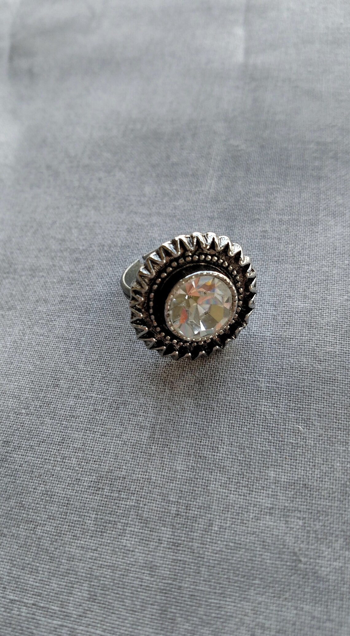 Gorgeous Sparkling Gem Metal Button Ring Adjustable Sizes 6-8 - Etsy