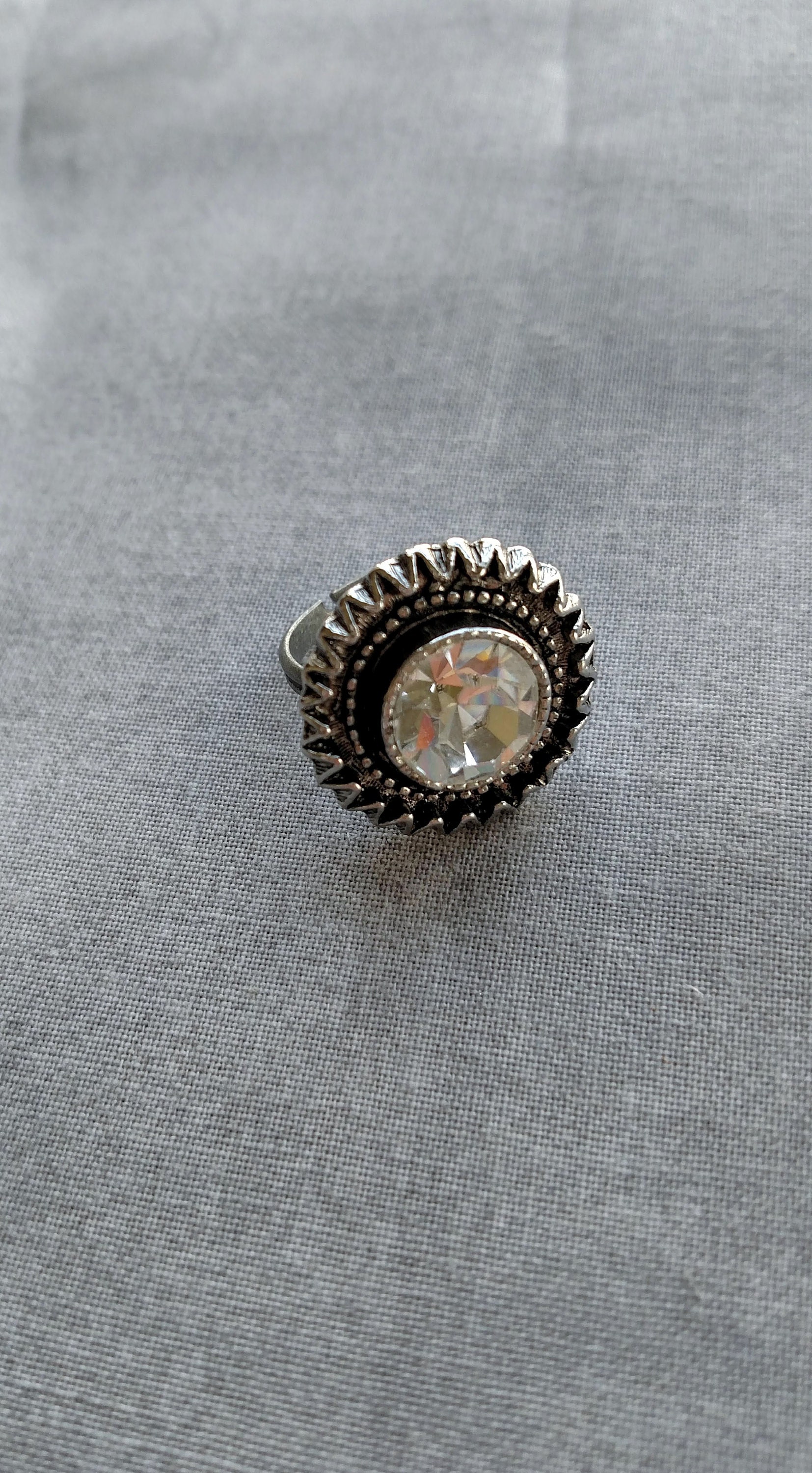 Gorgeous Sparkling Gem Metal Button Ring Adjustable Sizes 6-8 - Etsy