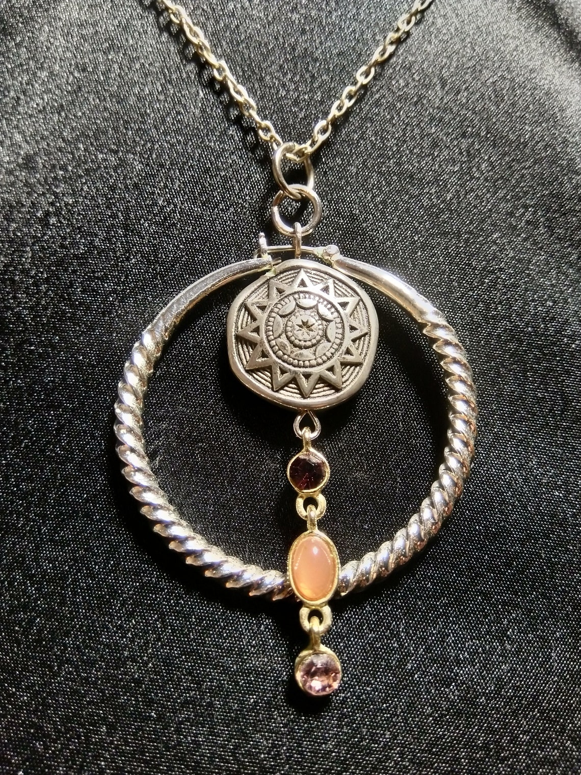 Radiant Sunshine Pendant With Purple and Pink Gems - Etsy