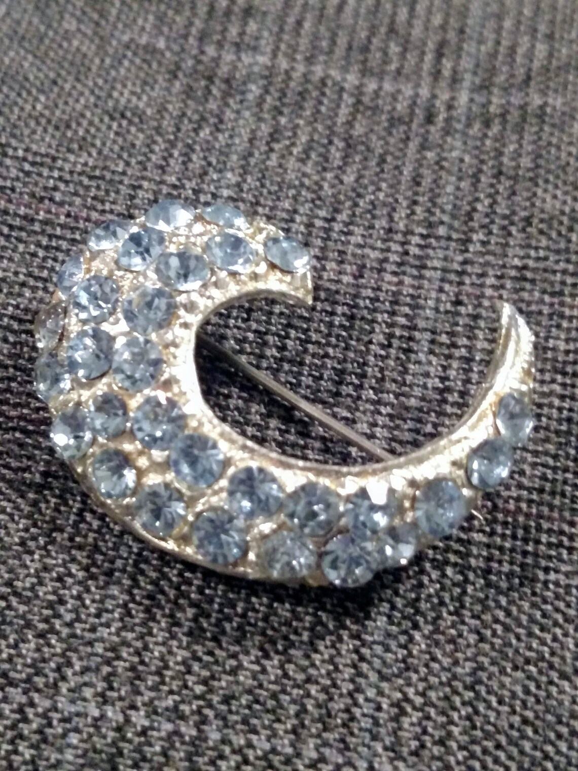 Vintage Icy Blue Sparkling Gem Crescent-shaped Brooch - Etsy