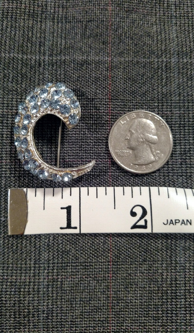 Vintage Icy Blue Sparkling Gem Crescent-shaped Brooch - Etsy