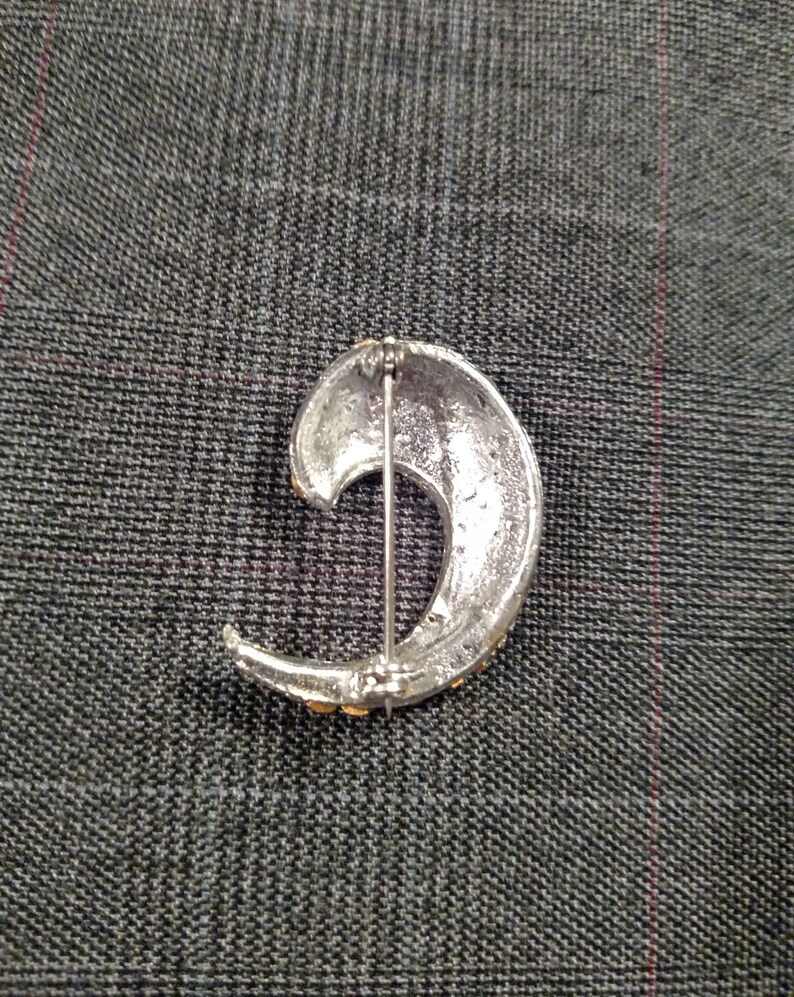 Vintage Icy Blue Sparkling Gem Crescent-shaped Brooch - Etsy