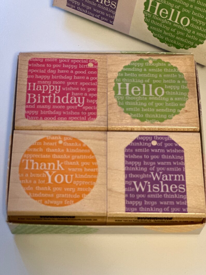 Hero Arts Tag Stamp Set. 4 Stamps 2x2 Inches. Thank You, Happy Birthday ...