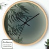 Floral Wall Clock With Wooden Frame - Tropical Plant Design Decorative ...