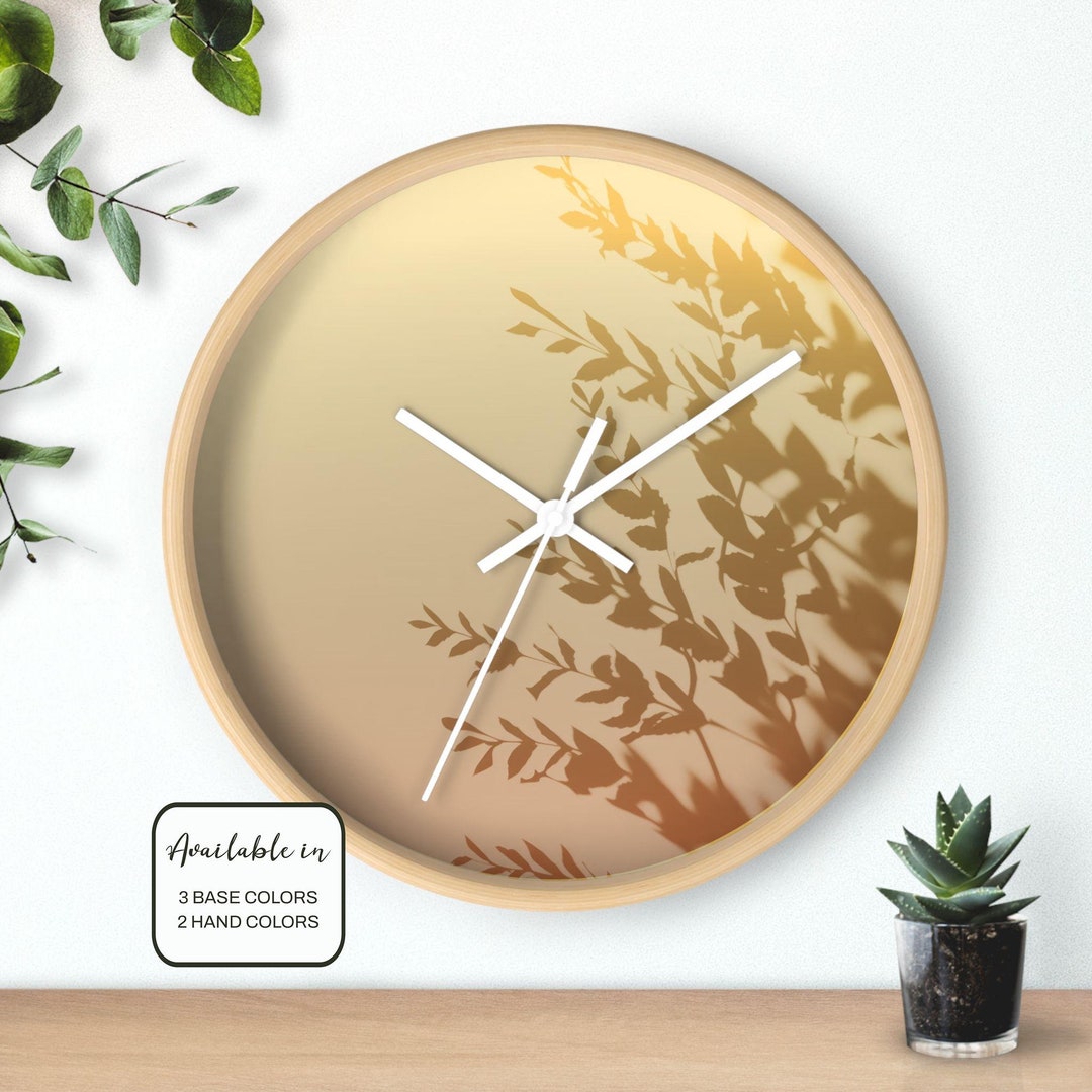 Ethereal Minimalist Wall Clock, Nature Inspired Clock, 10" Leaf Shadow ...