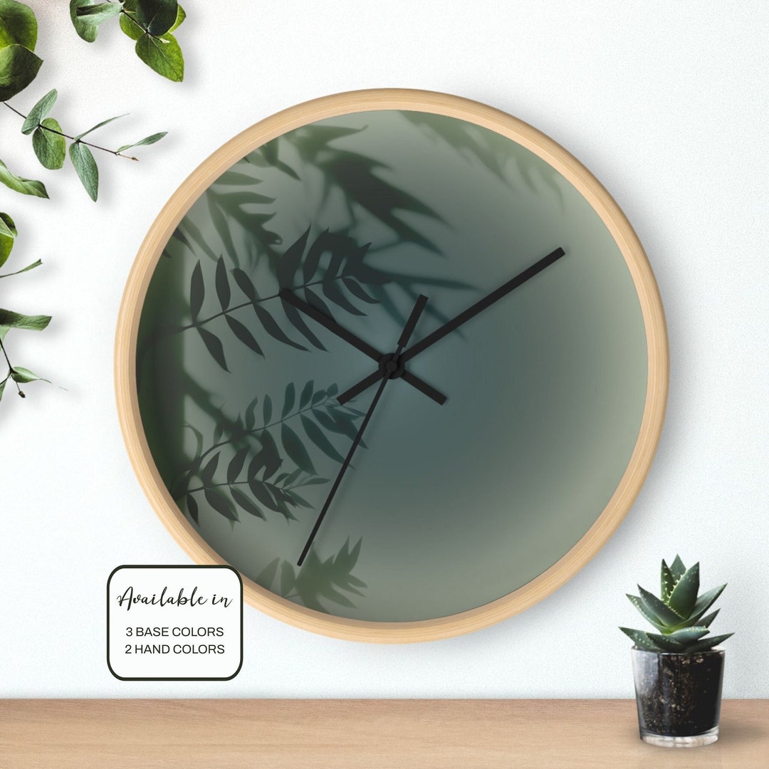 Ethereal Minimalist Wall Clock, Nature Inspired Clock, 10" Leaf Shadow ...