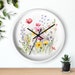 Wildflower Wall Clock, Spring Floral Wall Clock, 10 Watercolor Flower ...