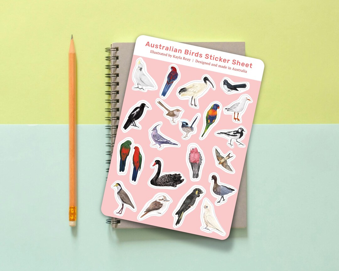 Australian Birds Vinyl Sticker Sheet - Common Backyard Birds of ...