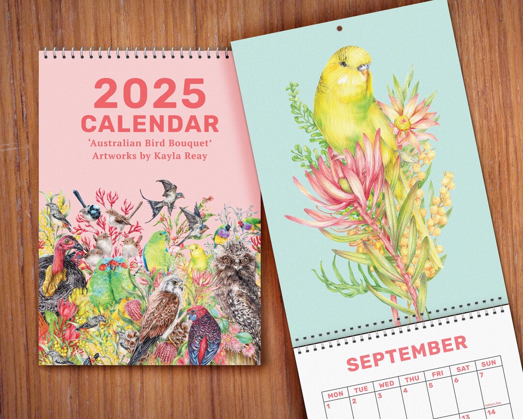 2025 Calendar Australian Bird Bouquets A4 Portrait Art Calendar With ...