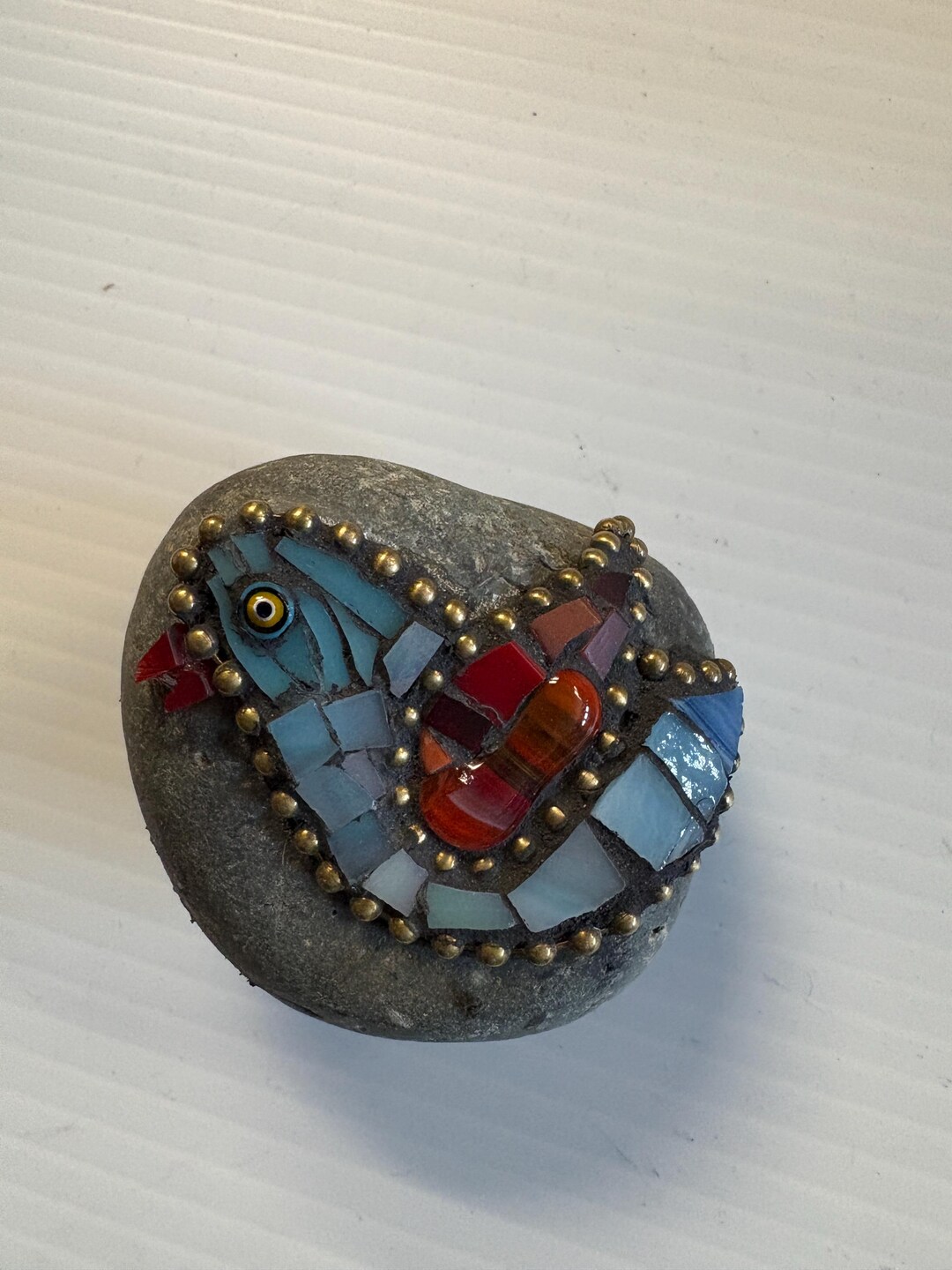 Mosaic Rock - Small Turquoise Bird - Etsy