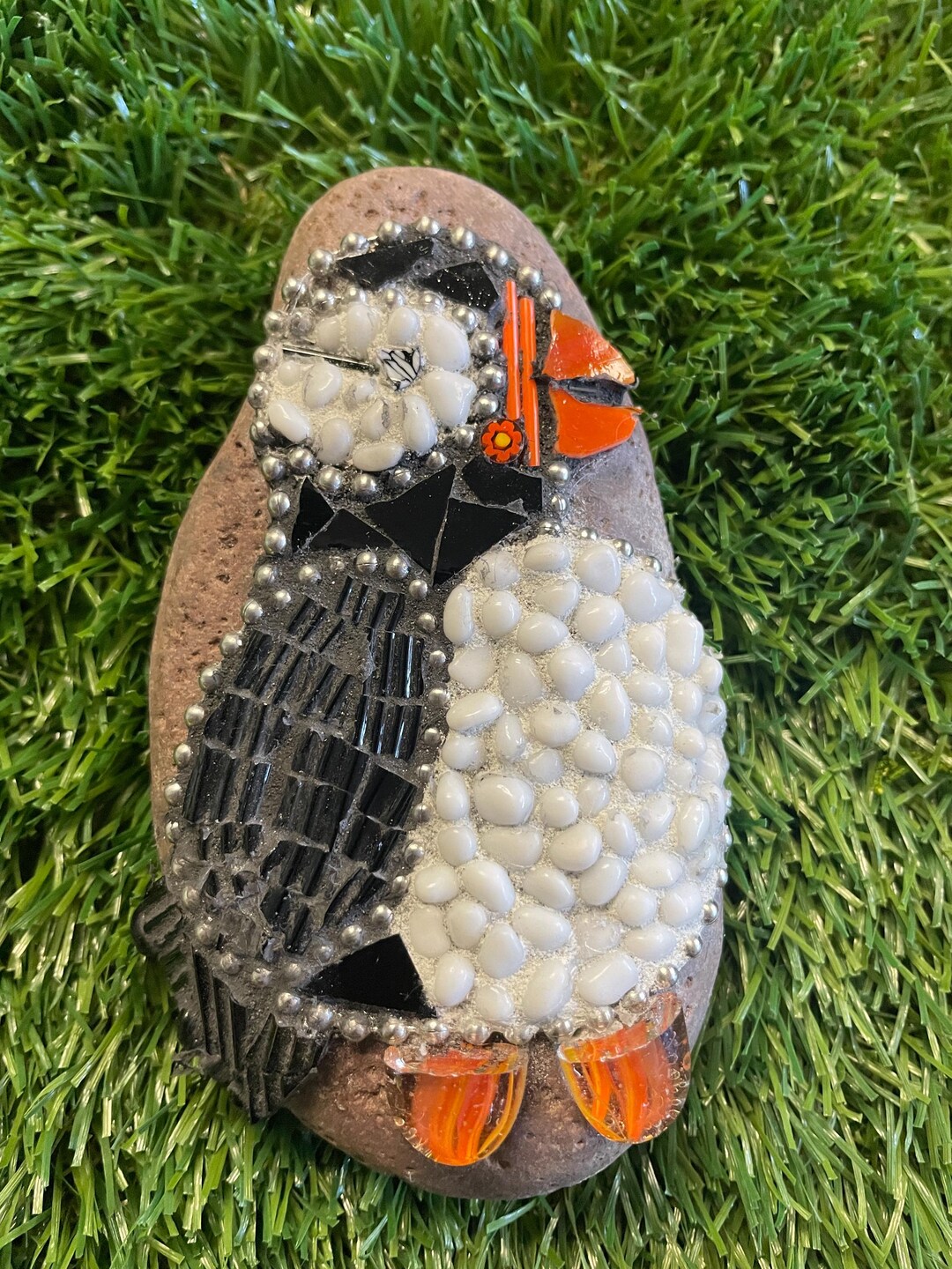 Mosaic Rock - Puffer Penguin - Etsy