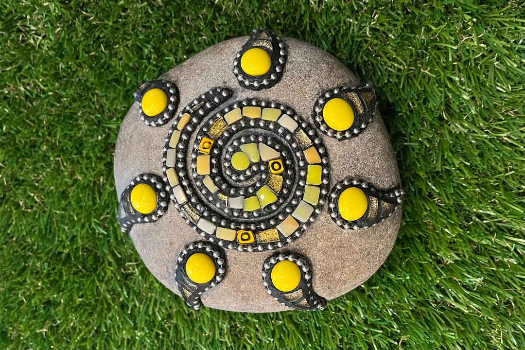 Mosaic Rock - Yellow Sun Swirl - Etsy