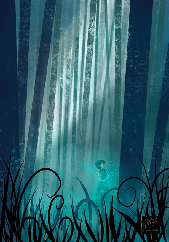 Haunted Forest PRINT digital painting ghost | Etsy