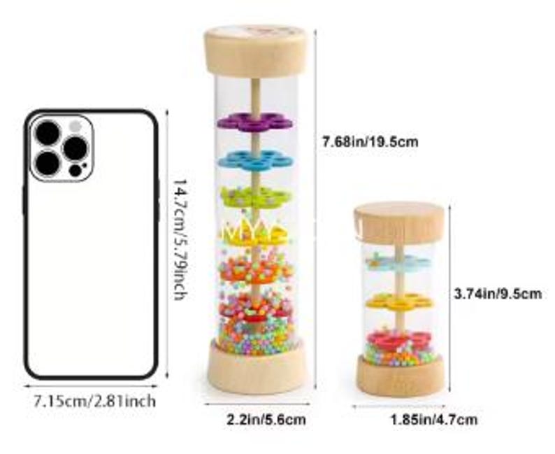 Montessori Baby Rain Stick: Rainbow Hourglass Sensory Rattle - Etsy