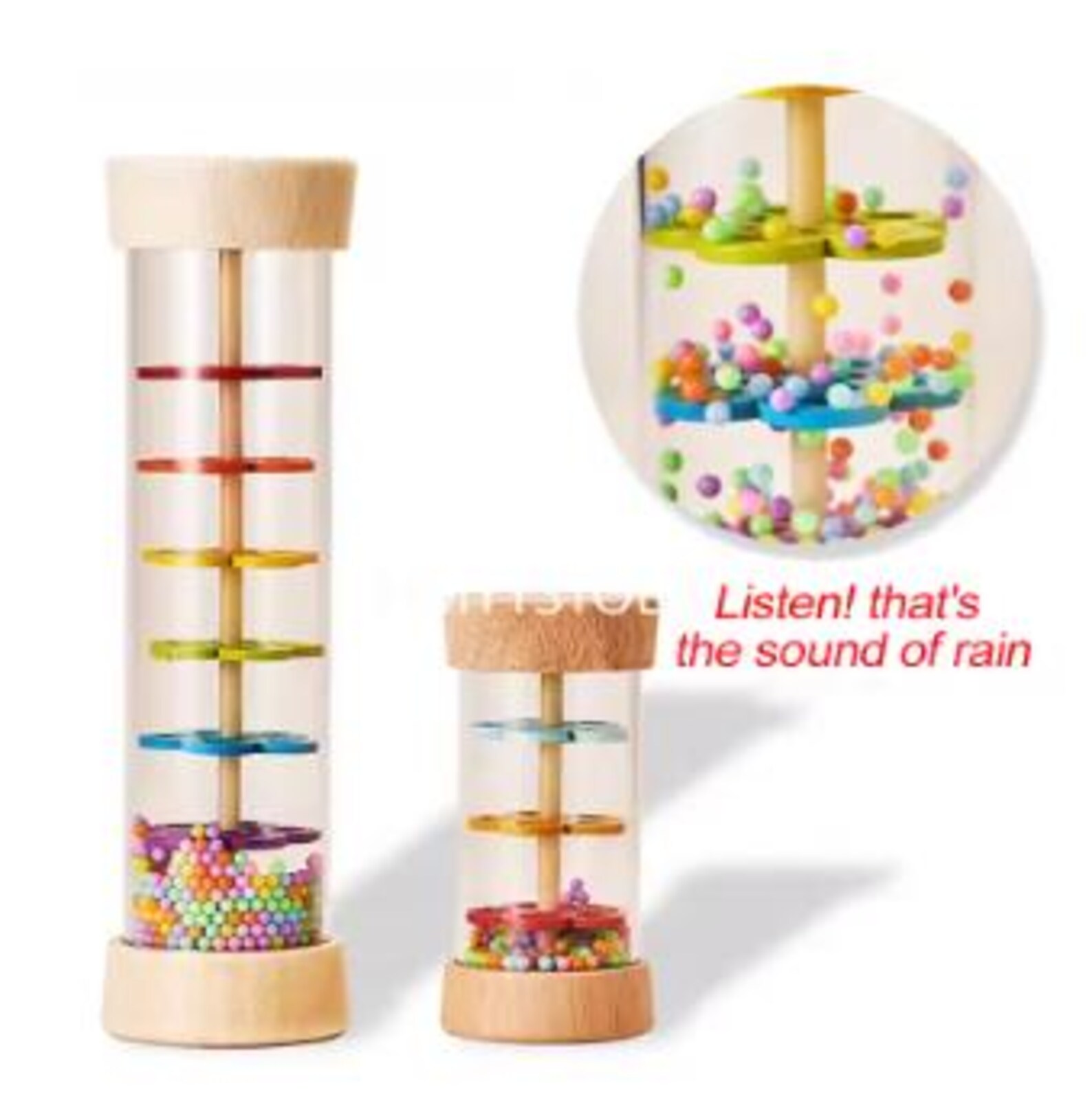 Montessori Baby Rain Stick: Rainbow Hourglass Sensory Rattle - Etsy