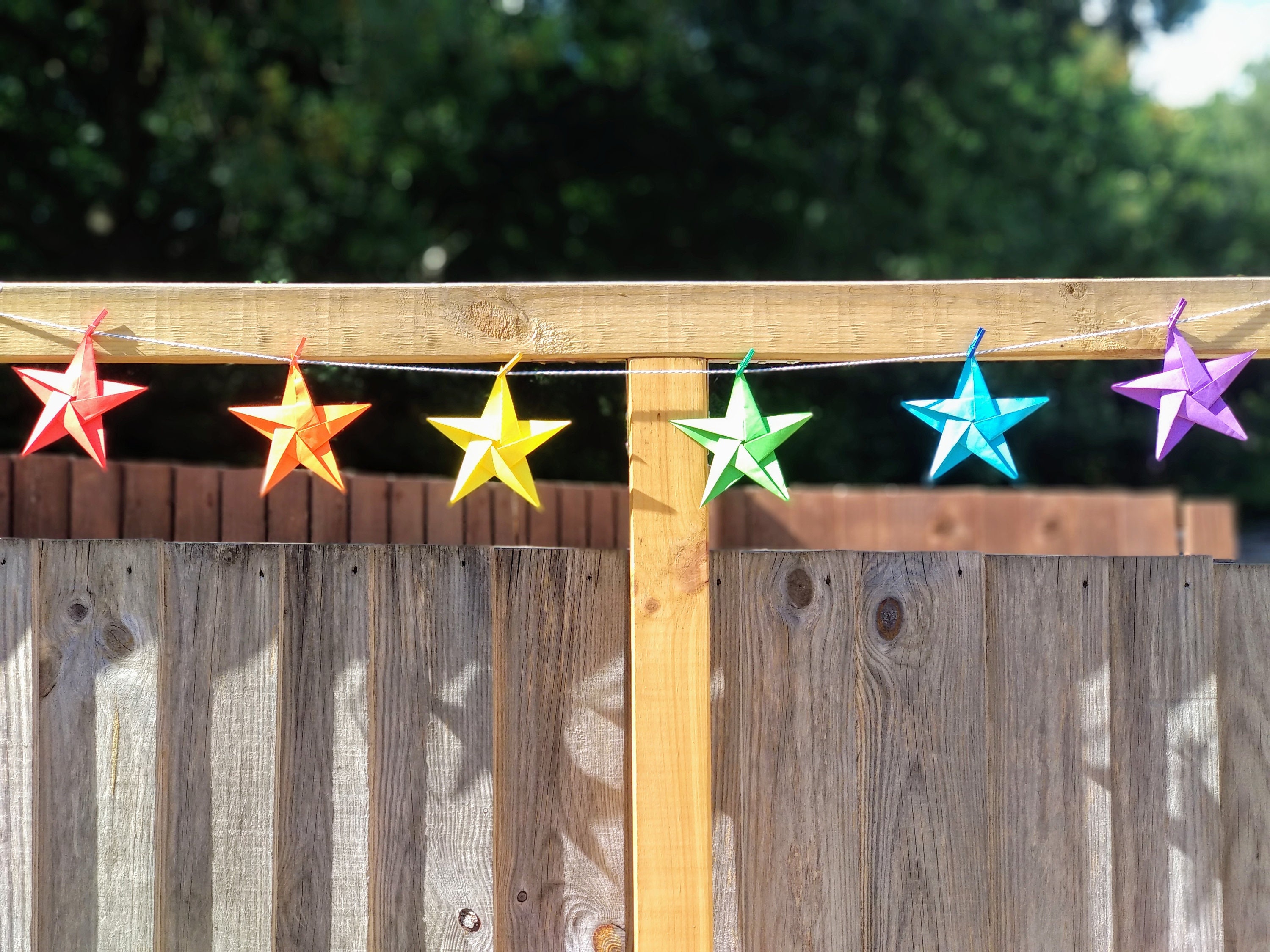 Rainbow Origami Paper Star Bunting - Etsy UK