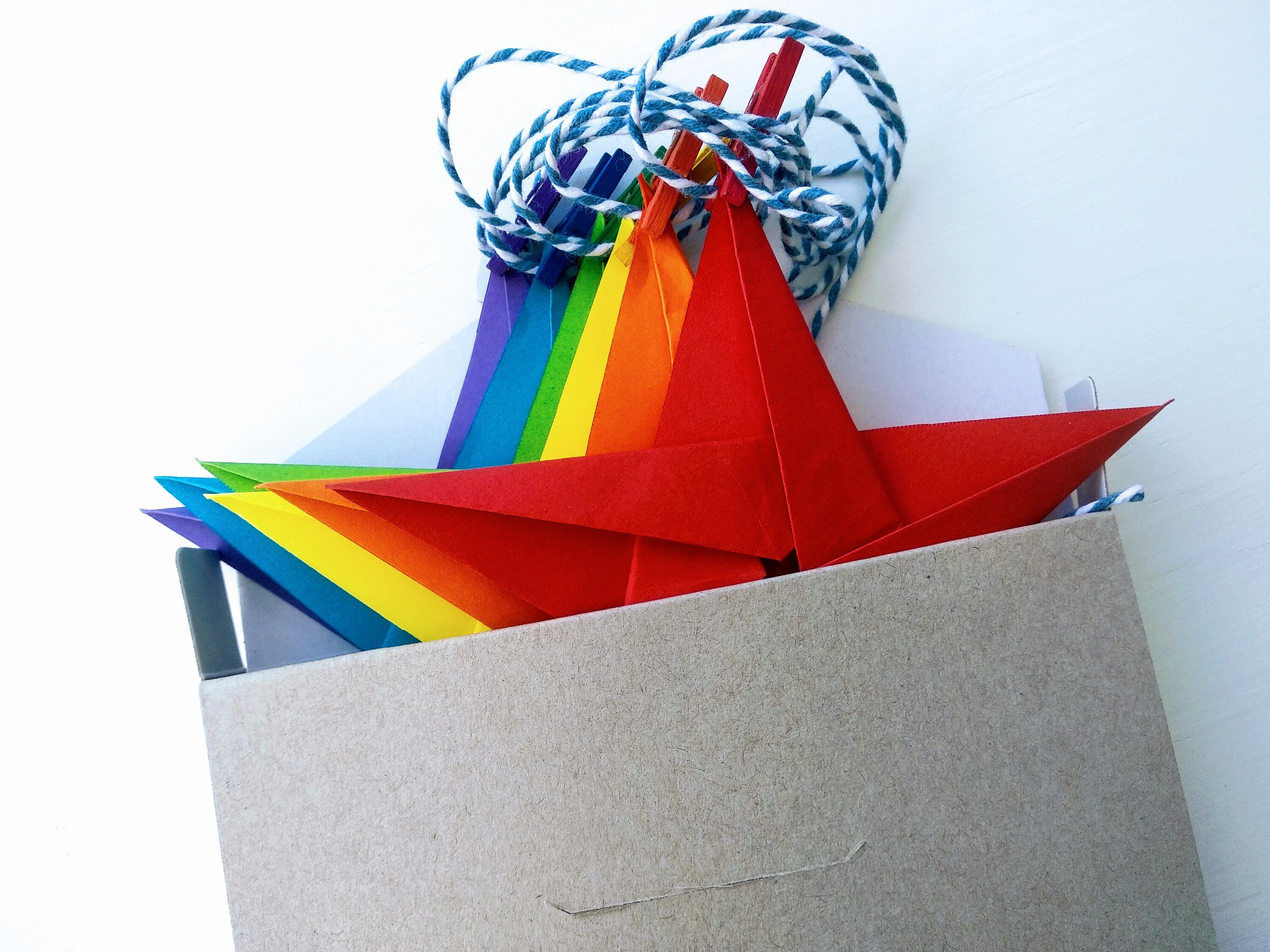 Rainbow Origami Paper Star Bunting - Etsy UK