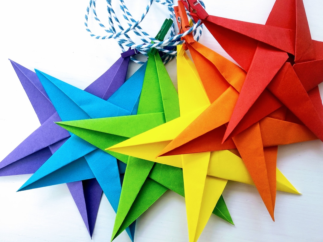 Guirlande étoile en papier origami arc-en-ciel - Etsy France