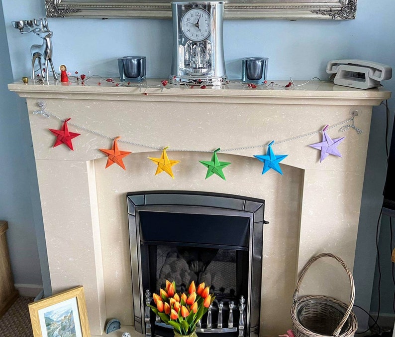 Rainbow Origami Paper Star Bunting - Etsy