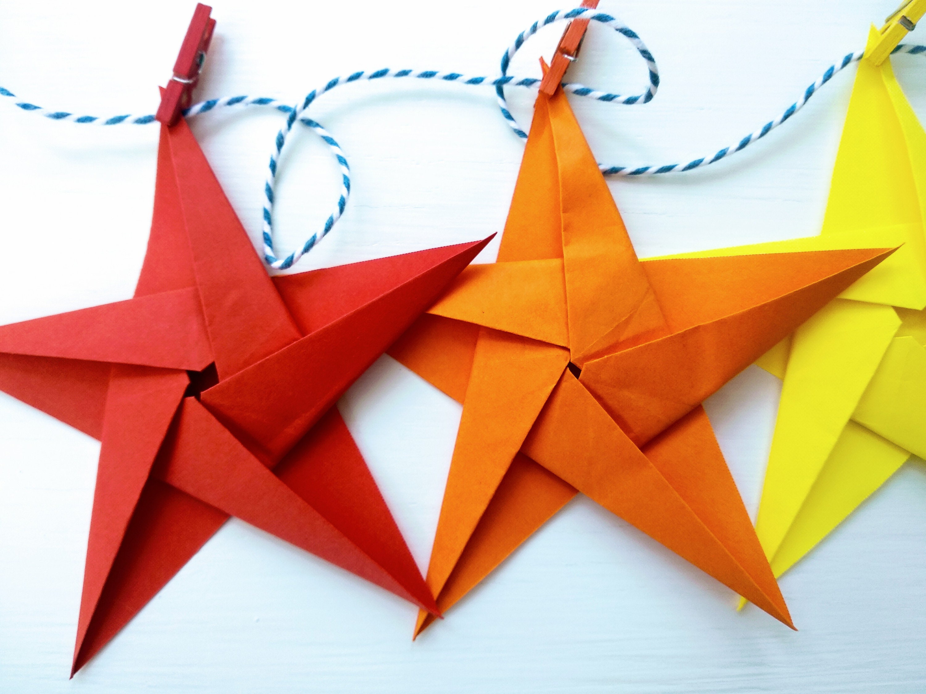 Rainbow Origami Paper Star Bunting - Etsy UK