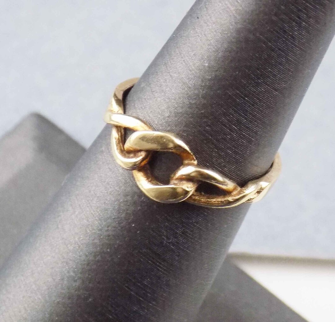Vintage 14K Solid Yellow Gold Interlock Links Ring Size 5-1/2, Made in ...