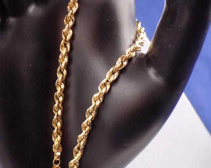 14K Solid Yellow Gold Rope Chain Bracelet 2.8g, Fits Max 7.75" Wrist ...